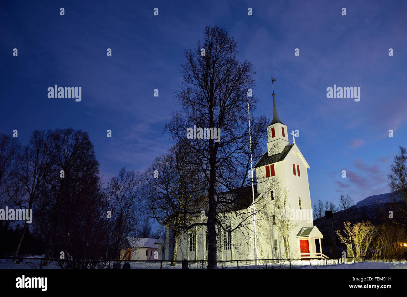 beautiful old church located near overbygd in northern norway Stock ...