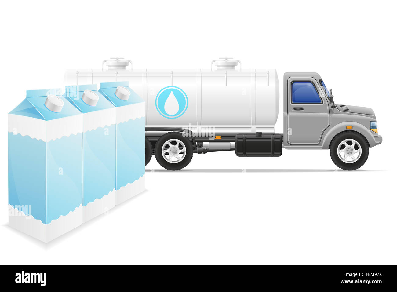 cargo truck delivery and transportation of milk concept illustration ...