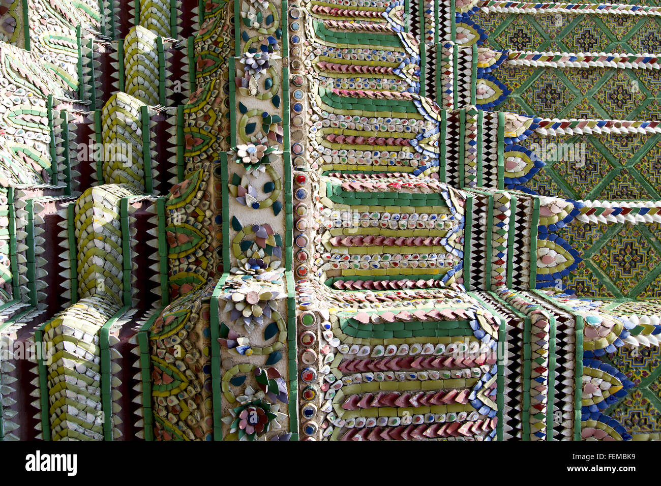 thailand abstract cross colored column ceramic in the big wall temple ...