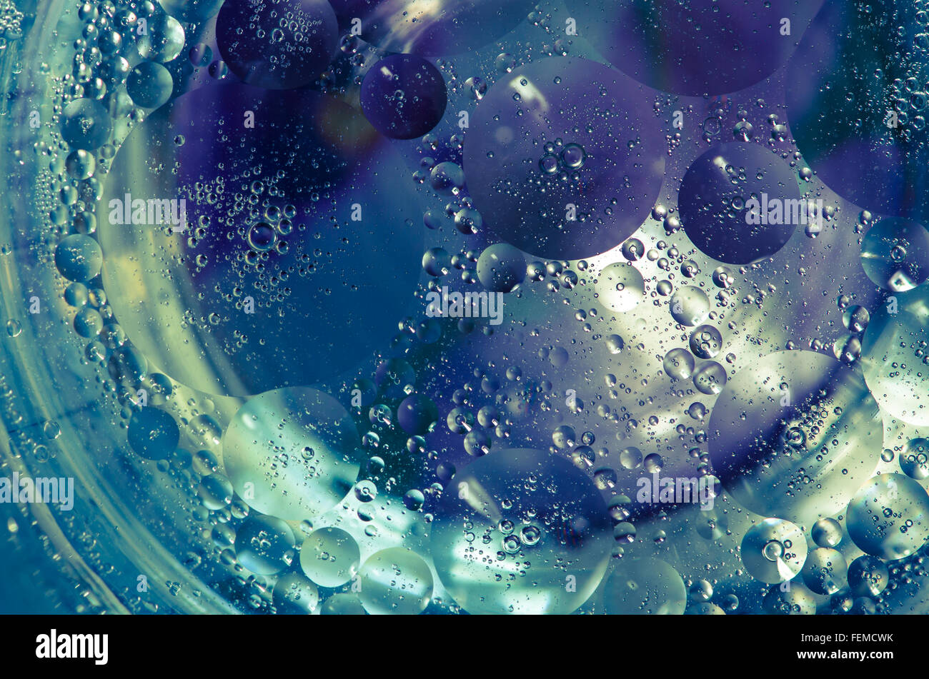 neutral blue abstract oily bubbles over water surface Stock Photo - Alamy