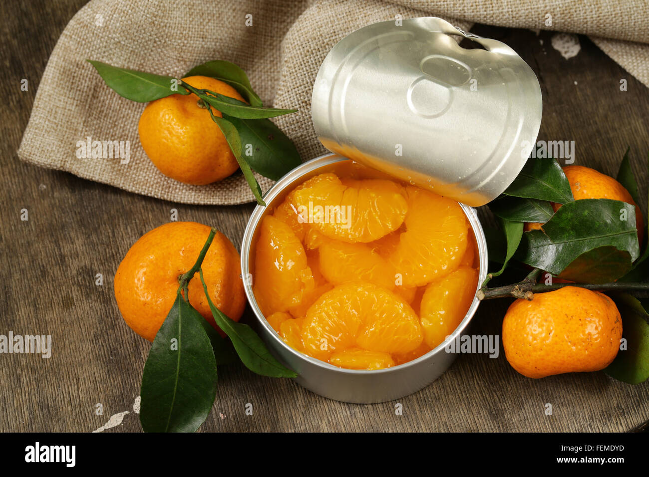 natural organic canned mandarin (orange) in syrup Stock Photo - Alamy