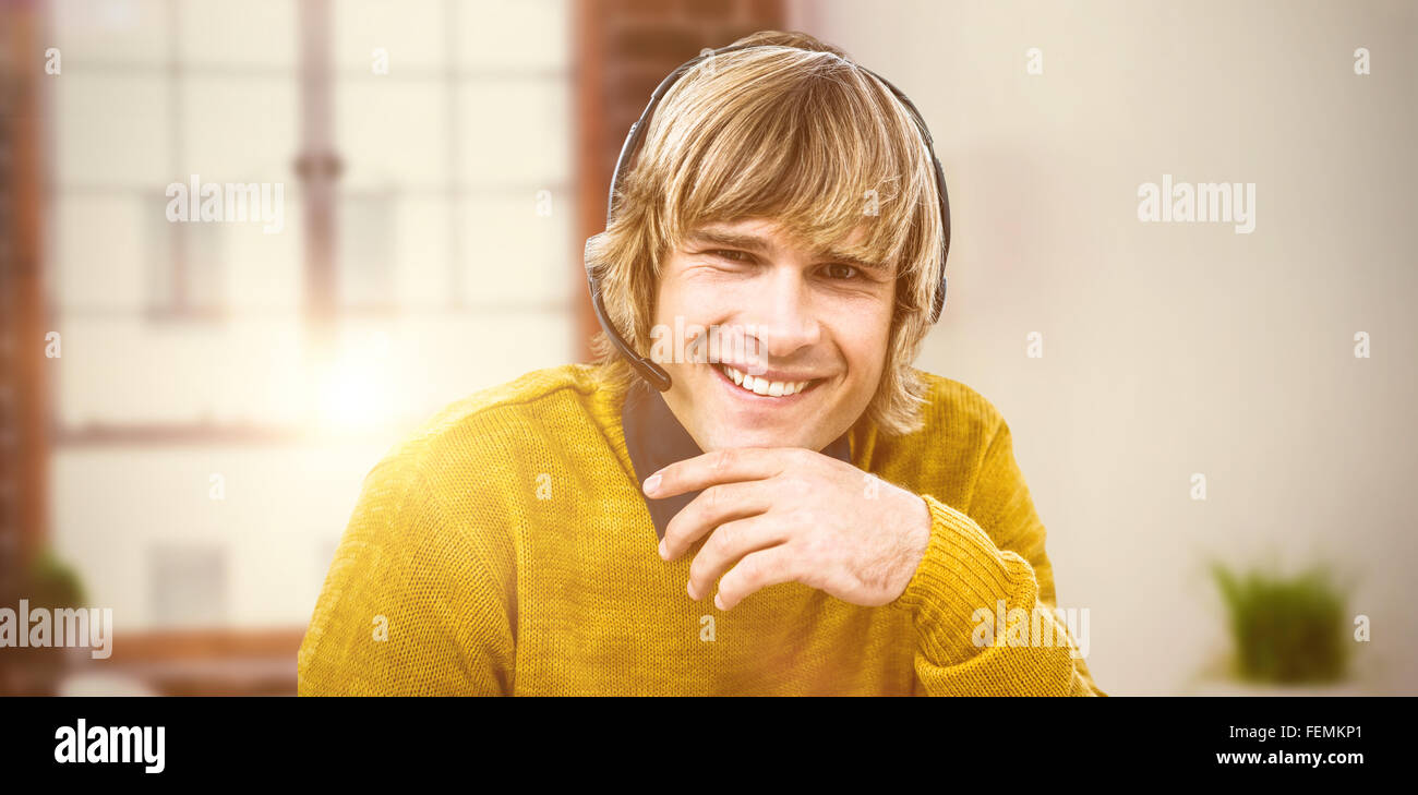 Businessman using headset while working hi-res stock photography and ...