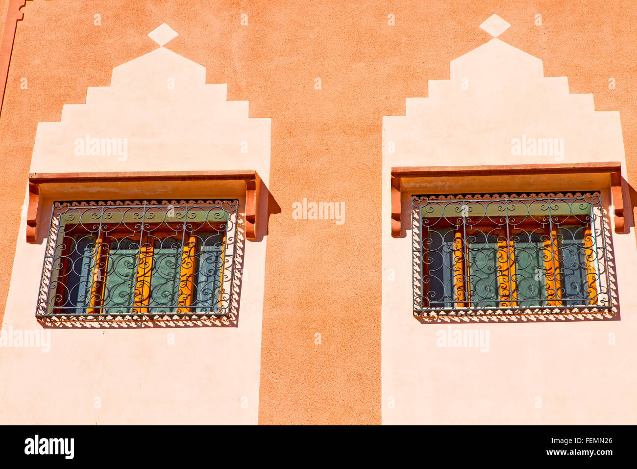 window in morocco africa and old construction wal brick historical ...