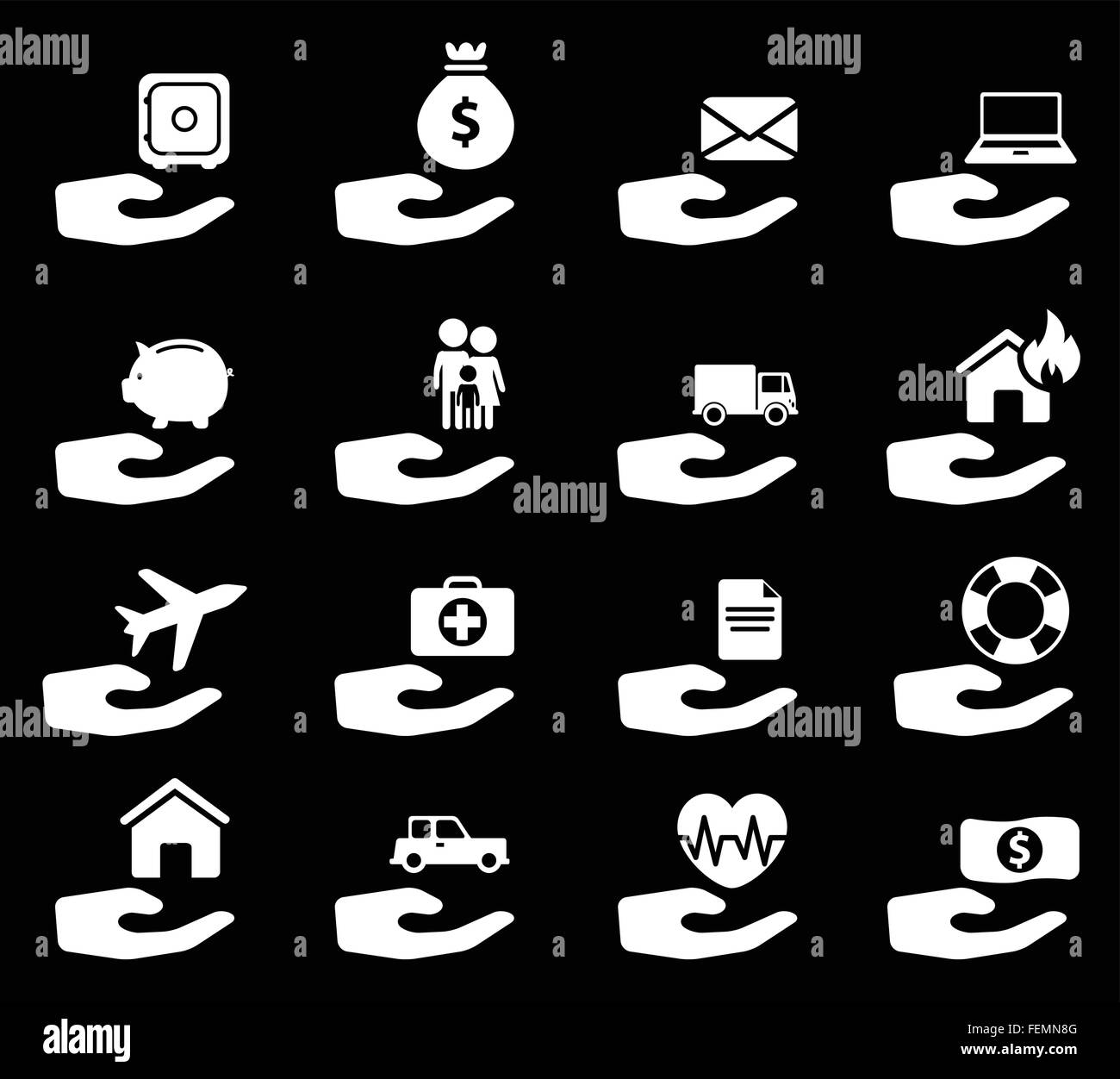 insurance hand web icons for user interface design Stock Vector Image ...