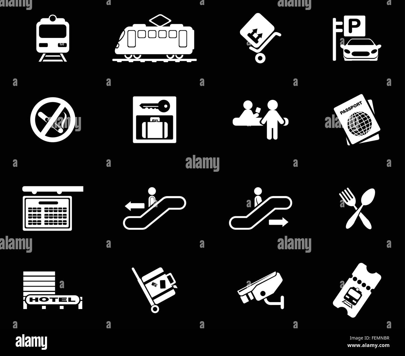 railway station web icons for user interface design Stock Vector Image ...