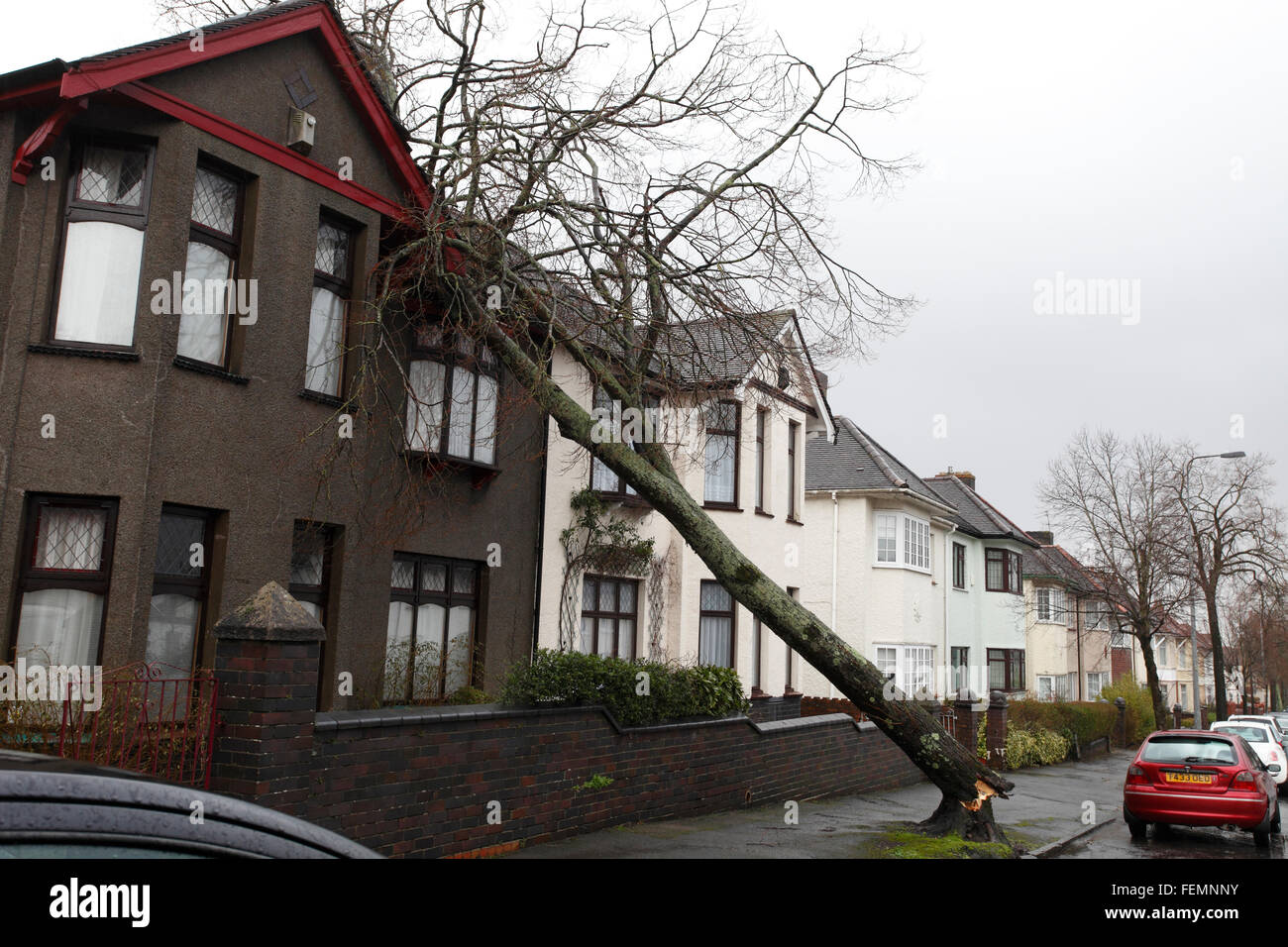 Cardiff, Wales, UK. 08th Feb, 2016. Storm Imogen, damage to house in ...