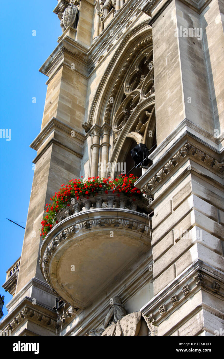 Balcony with red flowers hi-res stock photography and images - Alamy