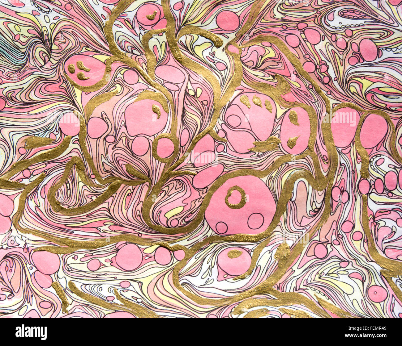 golden ebru hand drawn pattern Stock Photo - Alamy