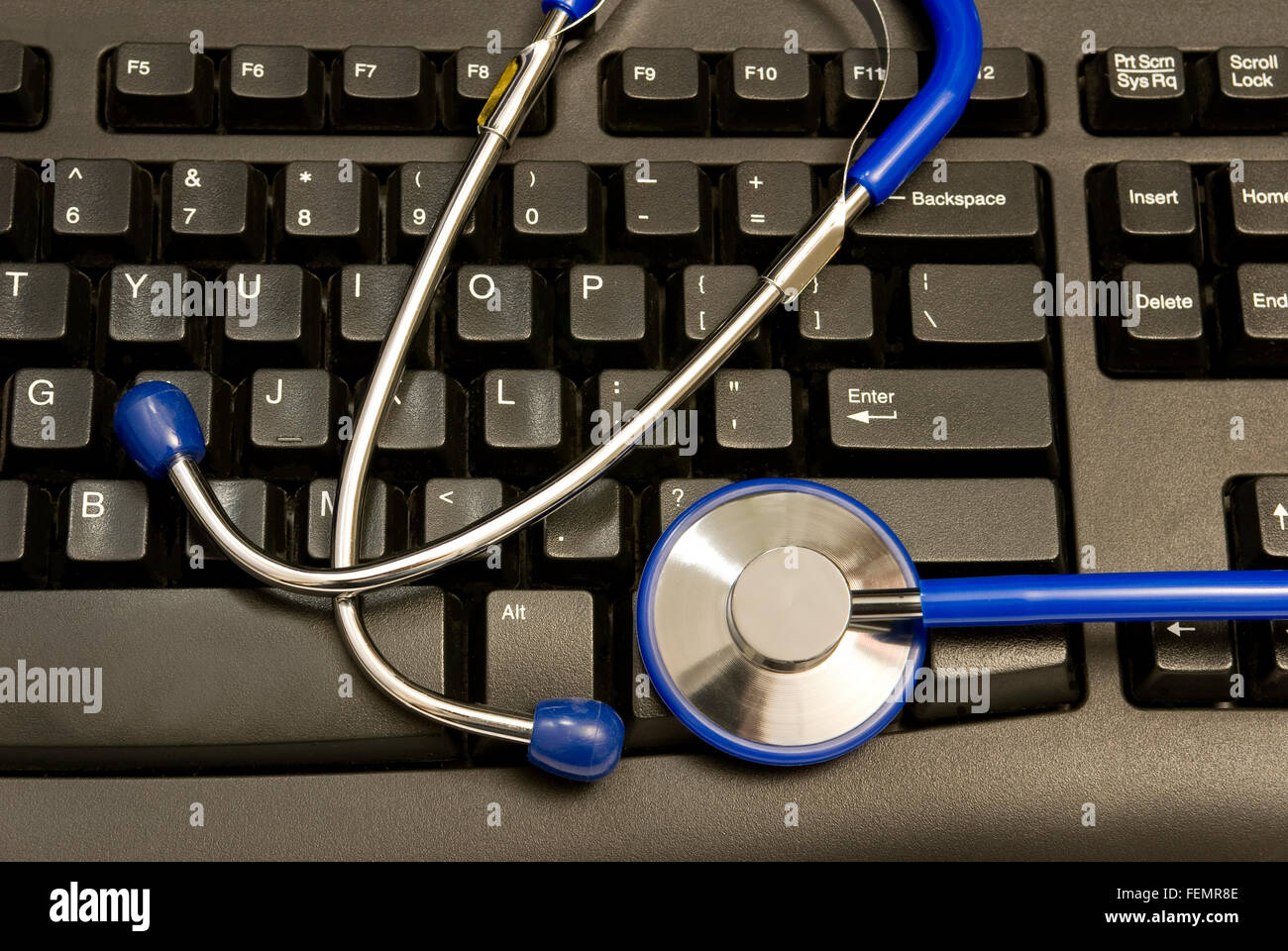 Computer Keyboard and Blue Stethoscope Stock Photo - Alamy