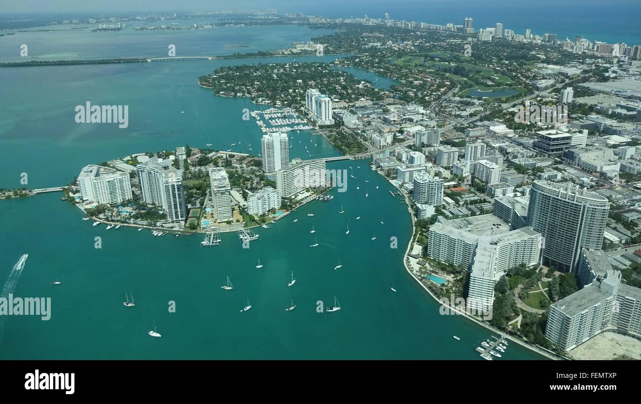 Aerial View Of Coastal City Stock Photo - Alamy