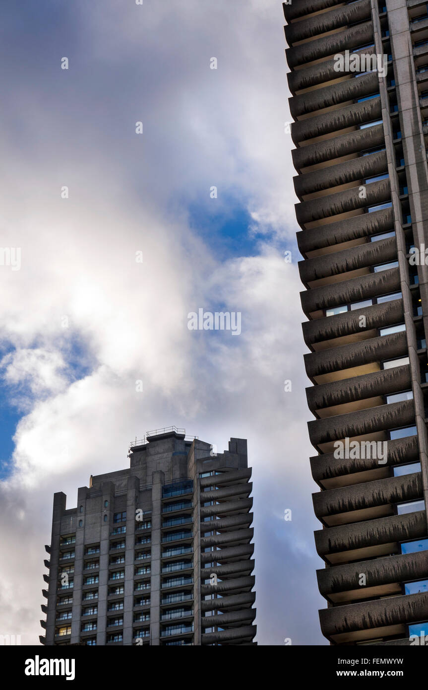 Modern 'Brutalist' buildings in the Barbican Estate in the City of ...