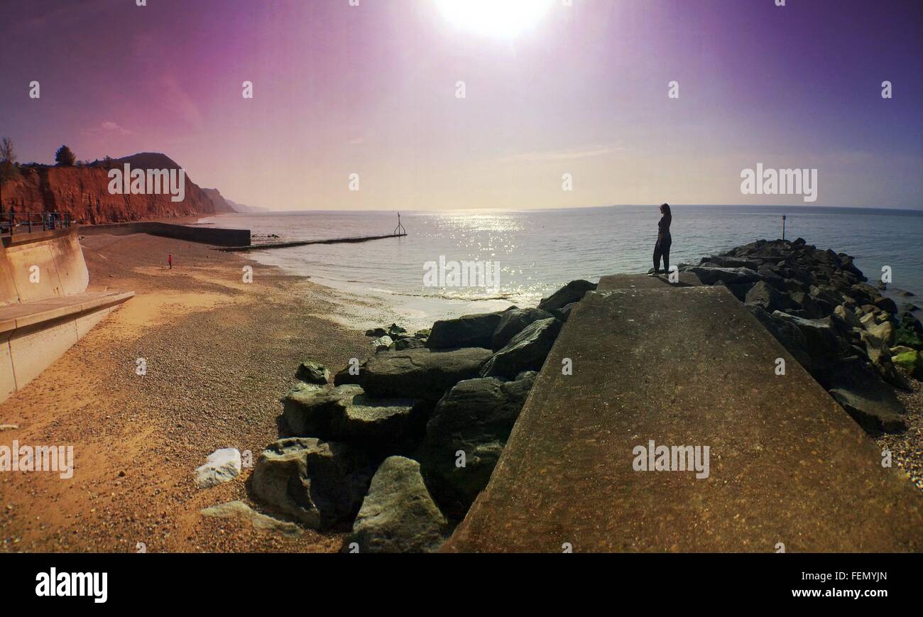 Side View Of Person Standing On Footbridge Stock Photo - Alamy