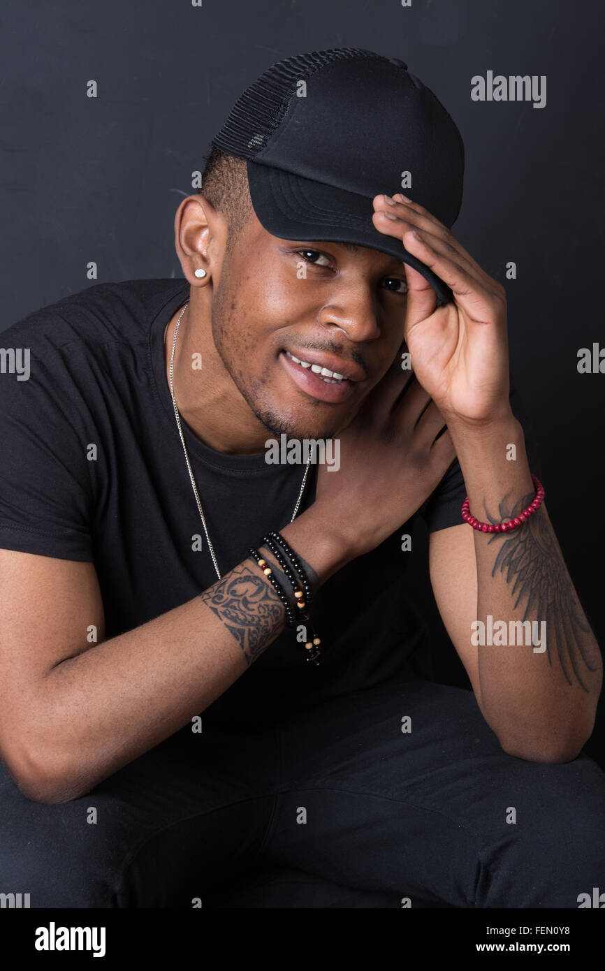 Portrait of hip hop African American dancer isolated background Stock ...