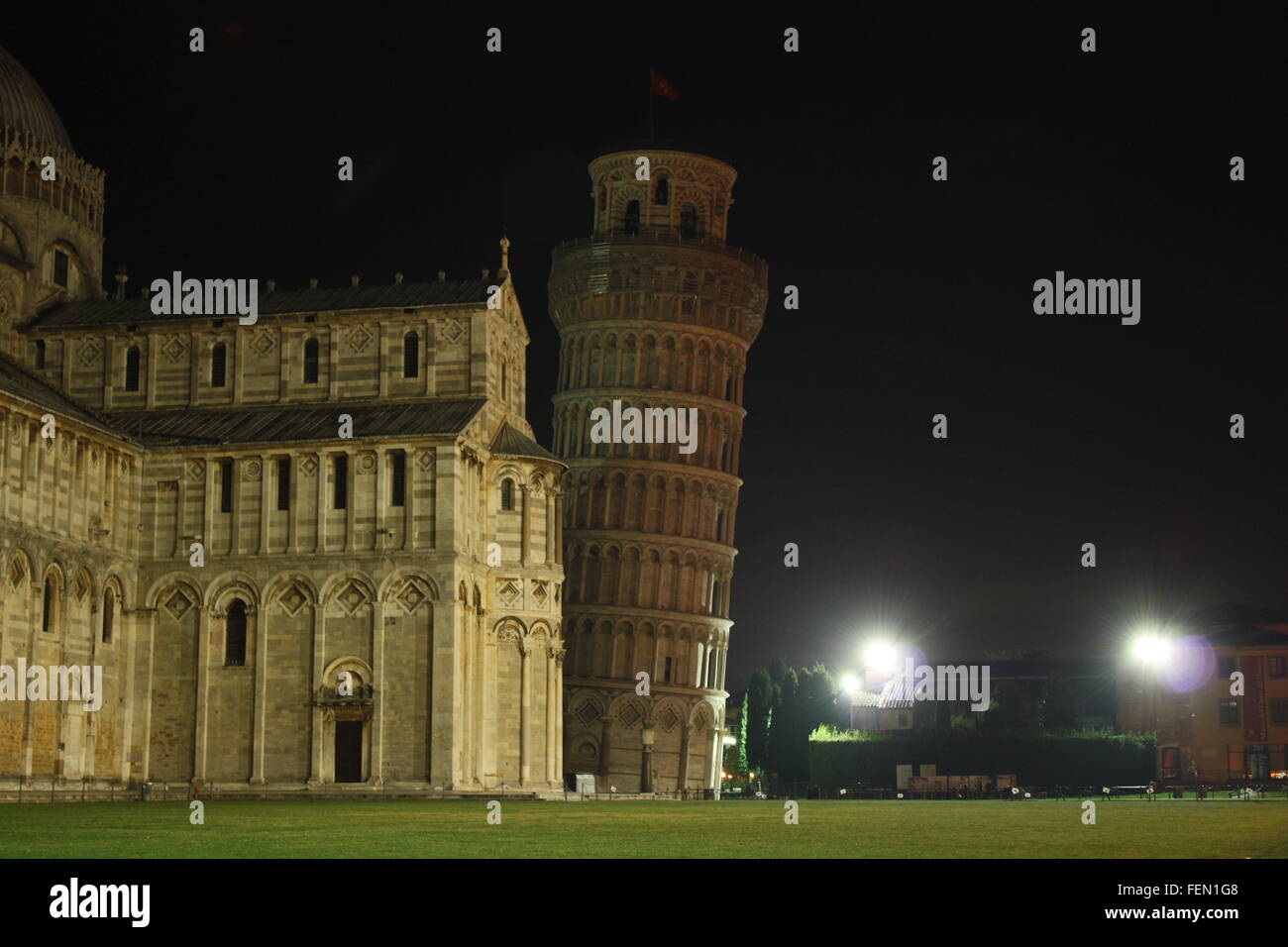 Leaning Tower Of Pisa At Night Stock Photo - Alamy