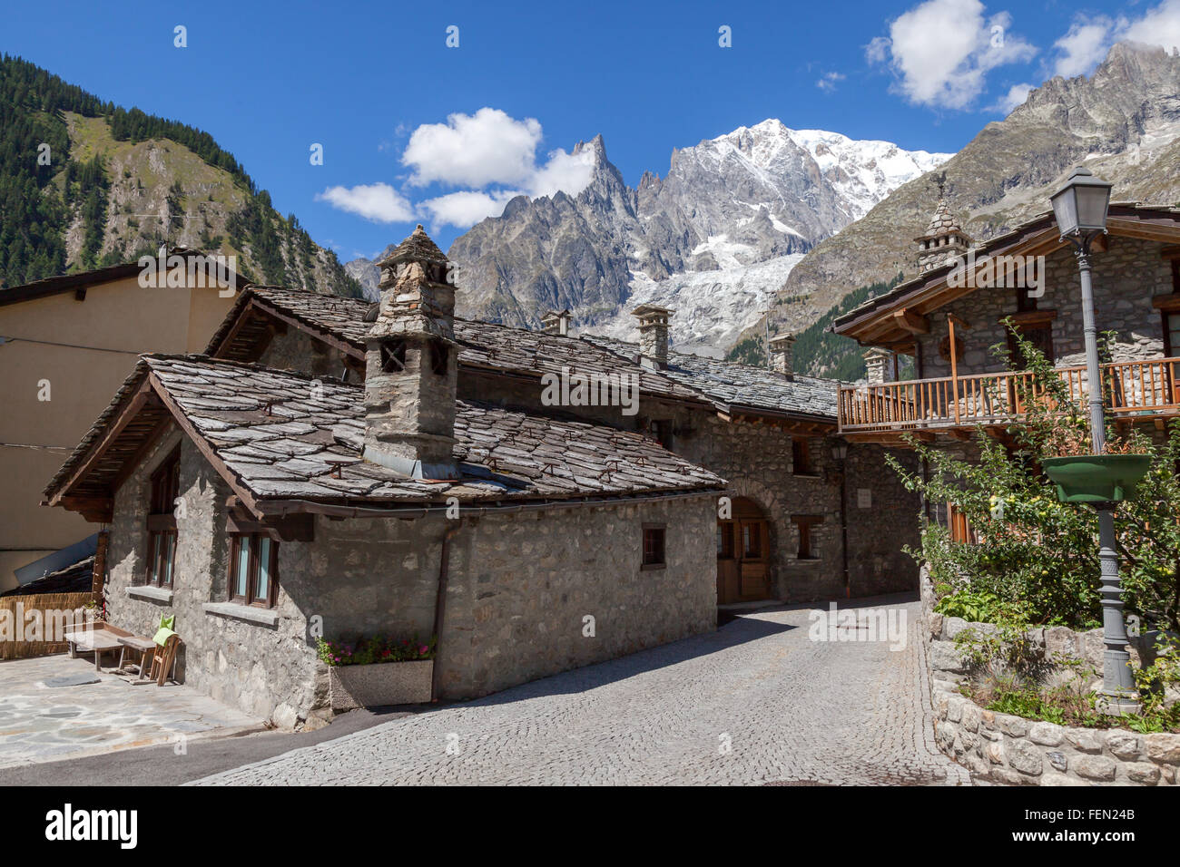 Alpine Village of Entreves in Aosta Valley Stock Photo - Alamy
