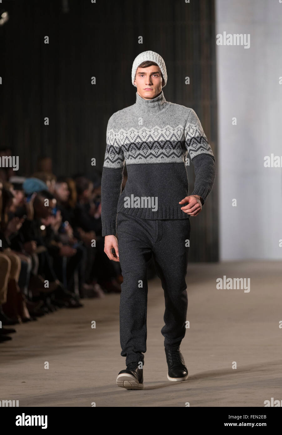 New York, NY USA - February 4, 2016: Model walks runway for Timex x ...