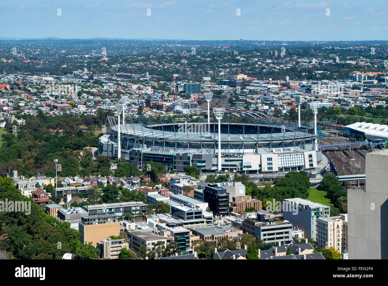 Panorama of Melbourne, Australia with Melbourne Cricket Ground MCG ...