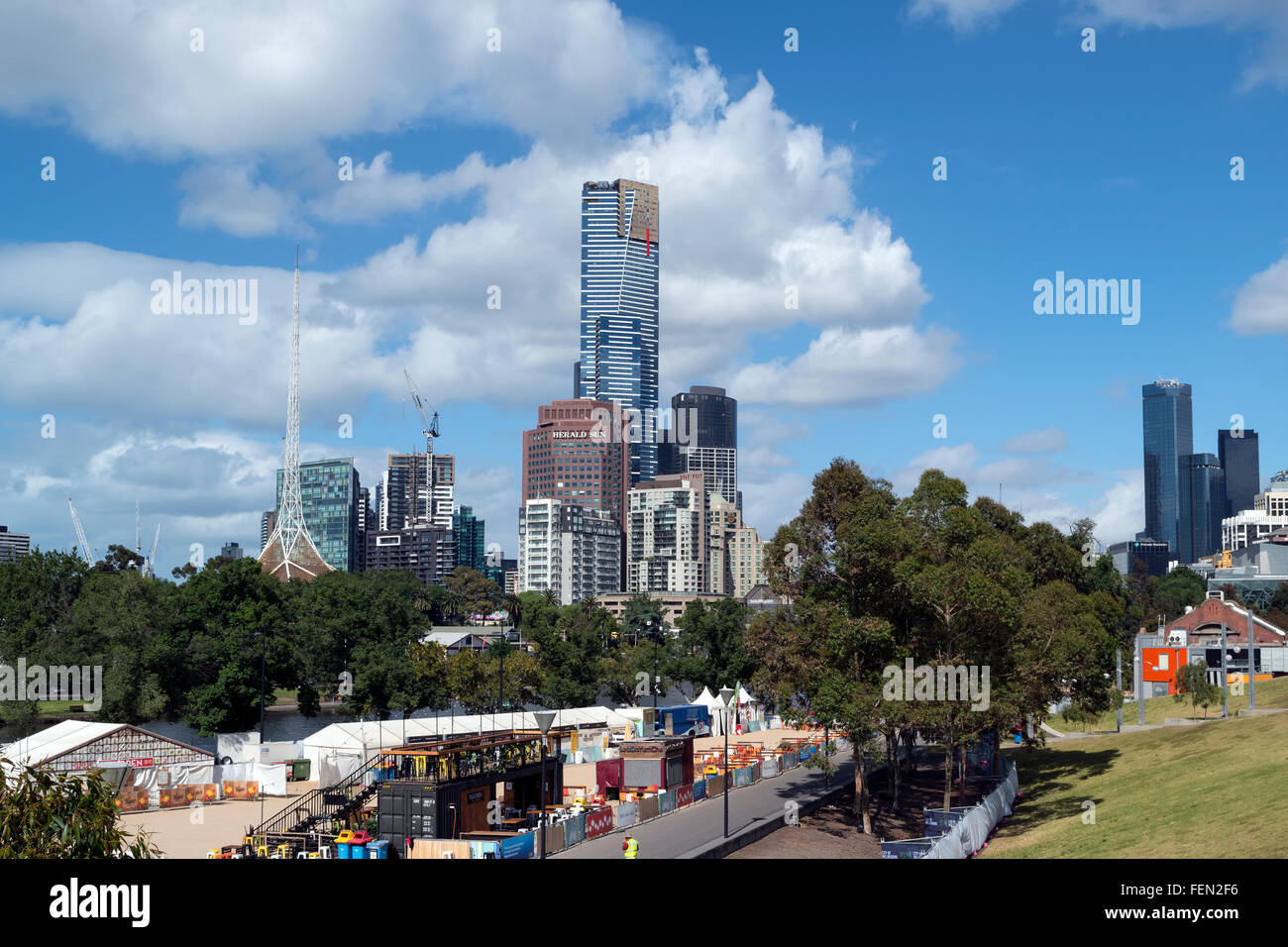 Melbourne Centre with Arts Centre Spire, Australia Stock Photo - Alamy