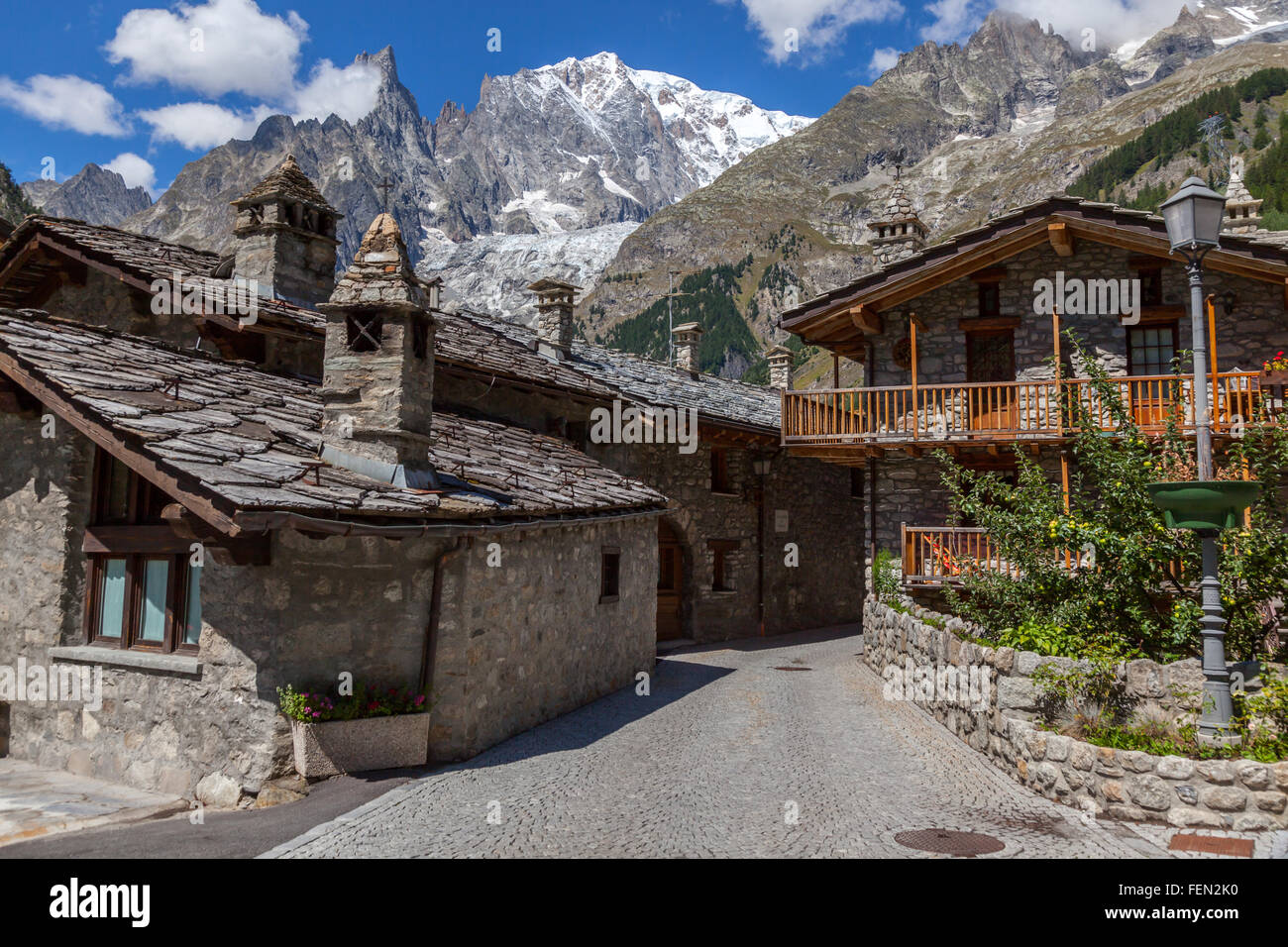 Alpine Village of Entreves in Aosta Valley Stock Photo - Alamy