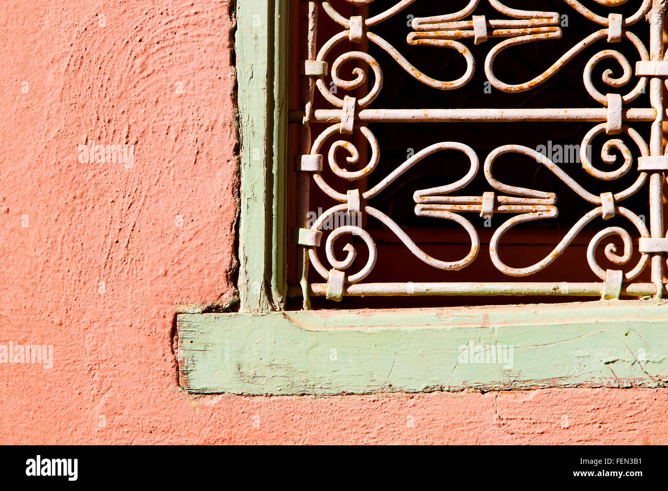 window in morocco africa and old construction wal brick historical ...