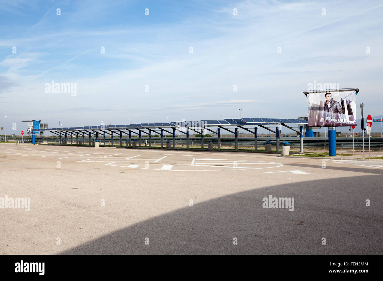 Photovoltaic panels for a motorway service area. Italy Stock Photo - Alamy