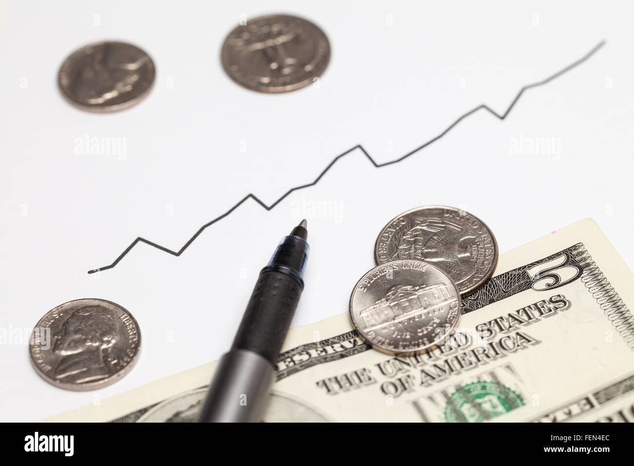 Rising chart and Dollar money Stock Photo - Alamy