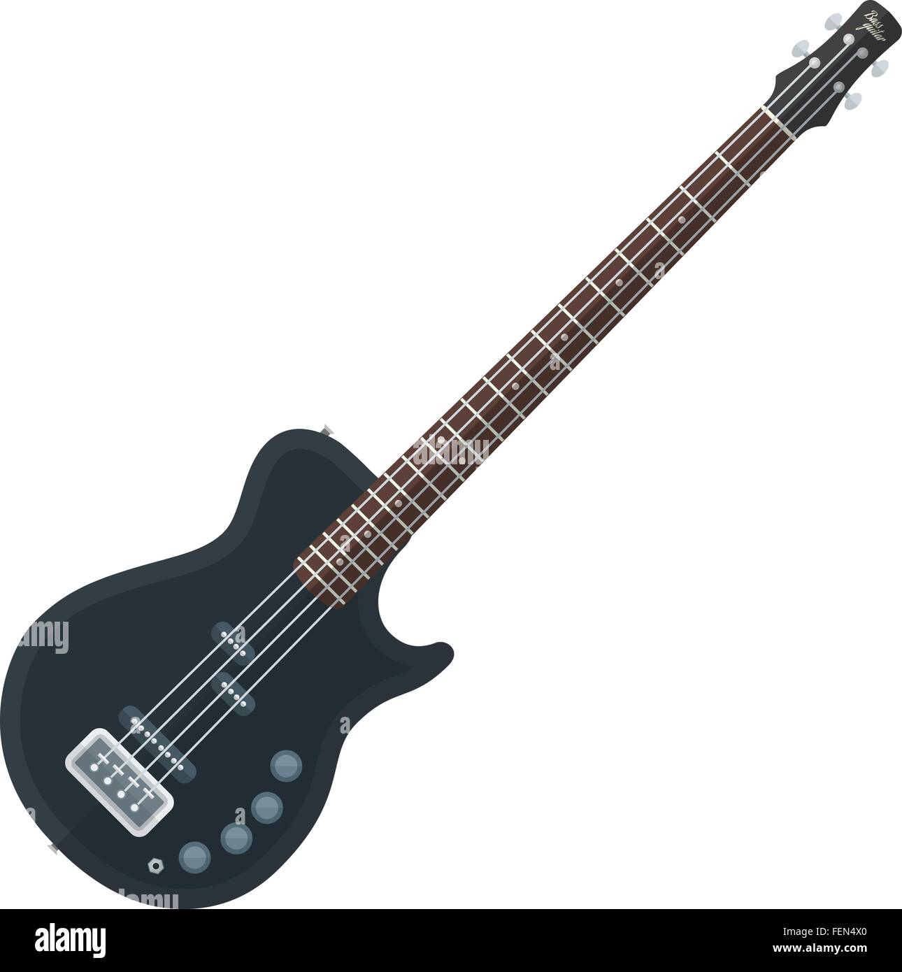 vector colored flat design black electric bass guitar illustration ...