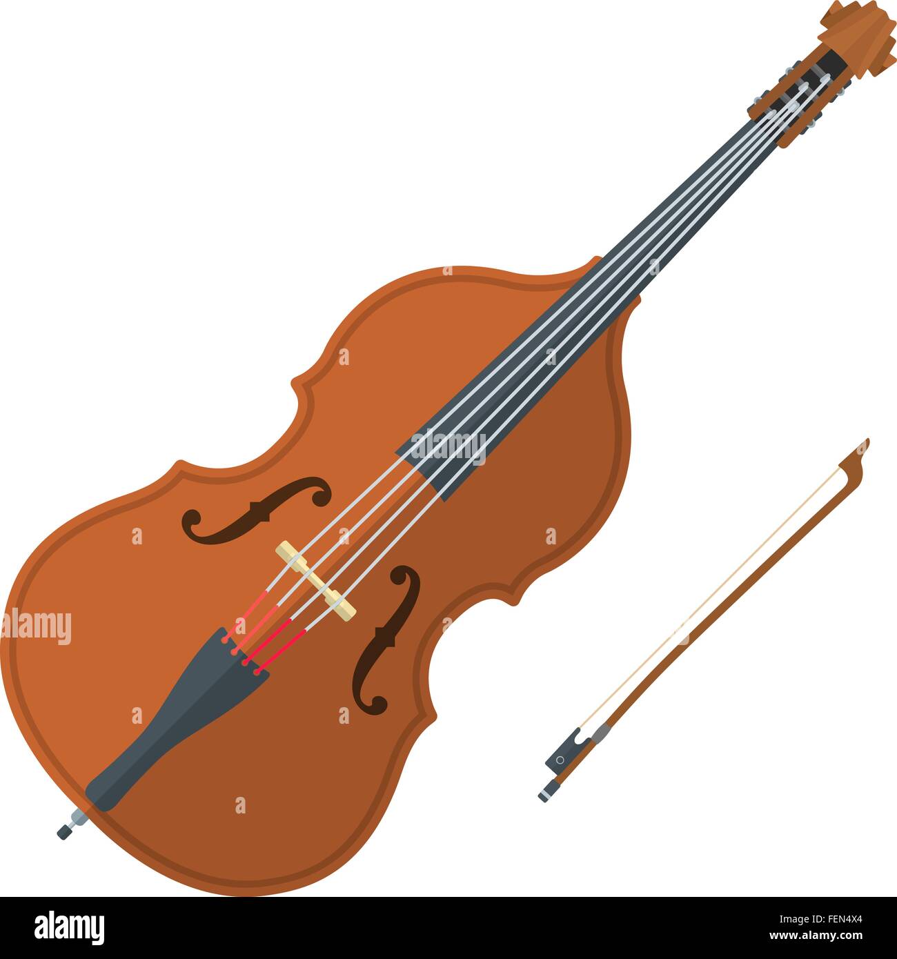 vector color flat design double bass bow illustration white background ...