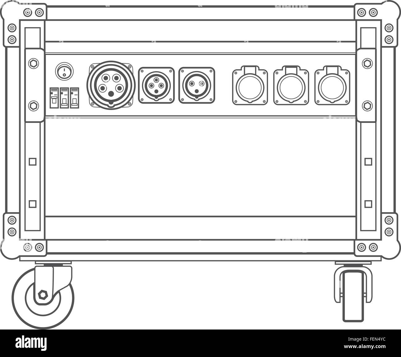 vector grey concert rack case on wheels power splitter sockets panel ...