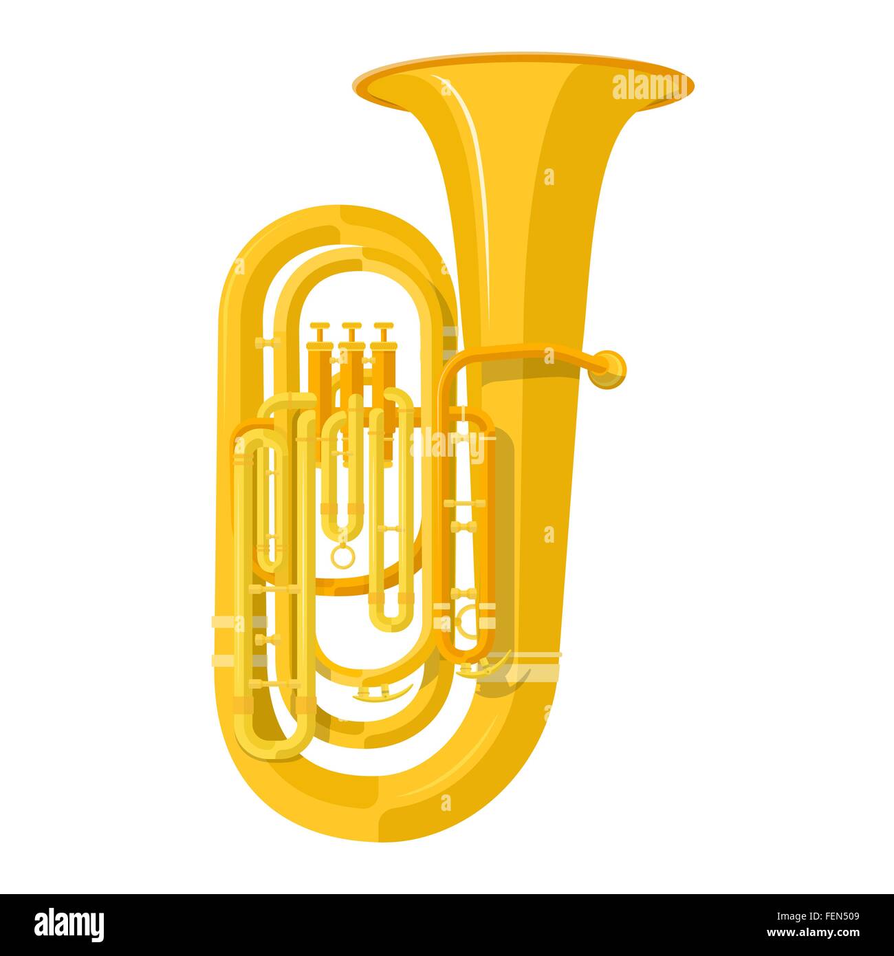 vector color flat design tuba wind instrument vector illustration white ...