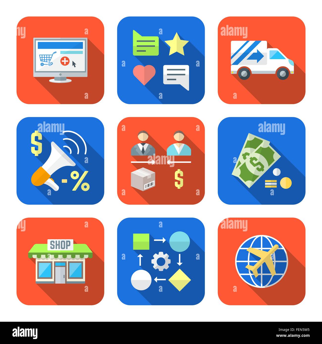 vector colorful flat design business distribution marketing process ...