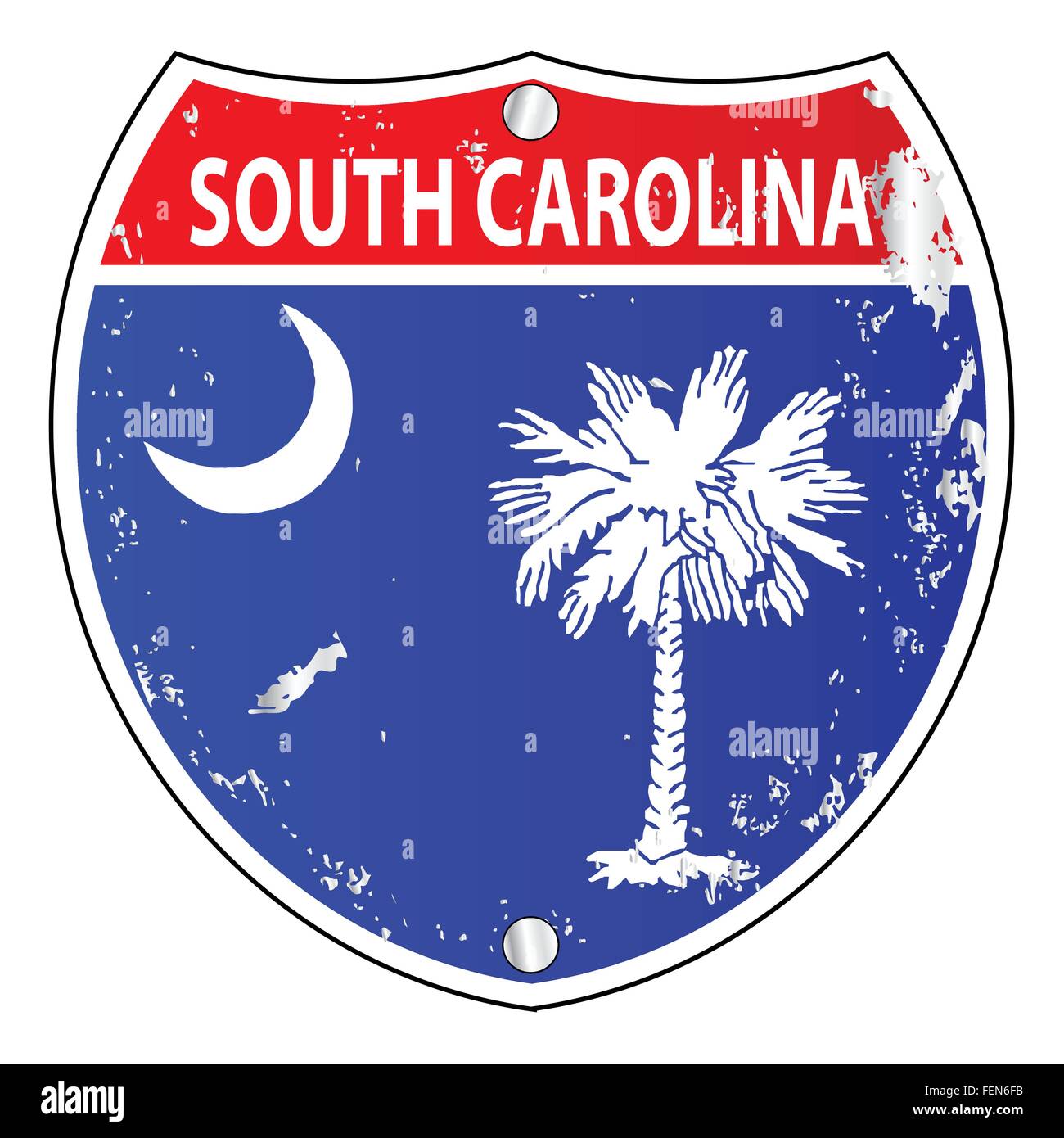 South Carolina flag icons as an interstate sign over a white background ...