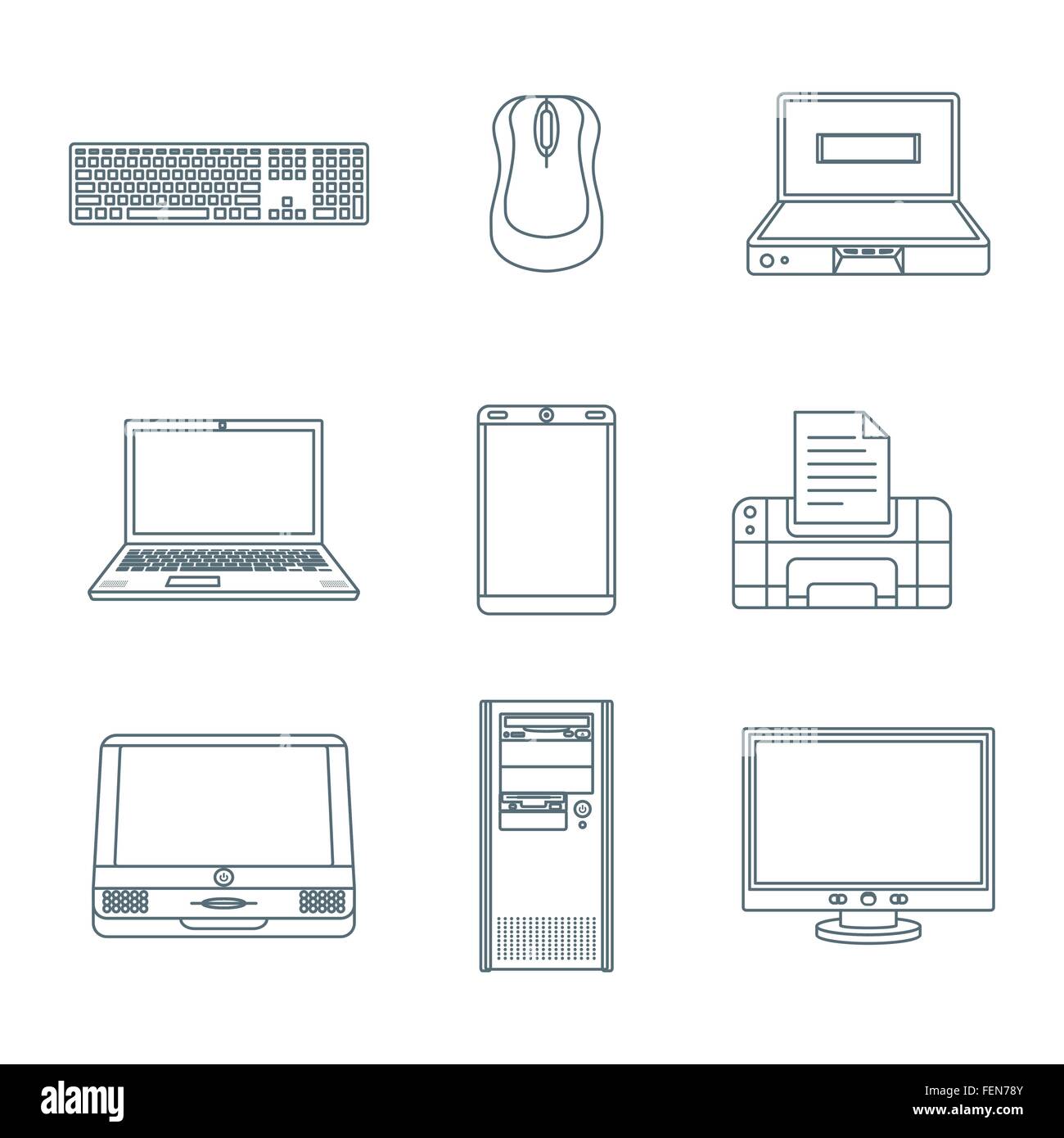 vector dark grey outline various computer gadgets office devices icons ... vector dark grey outline various computer gadgets office devices icons ...