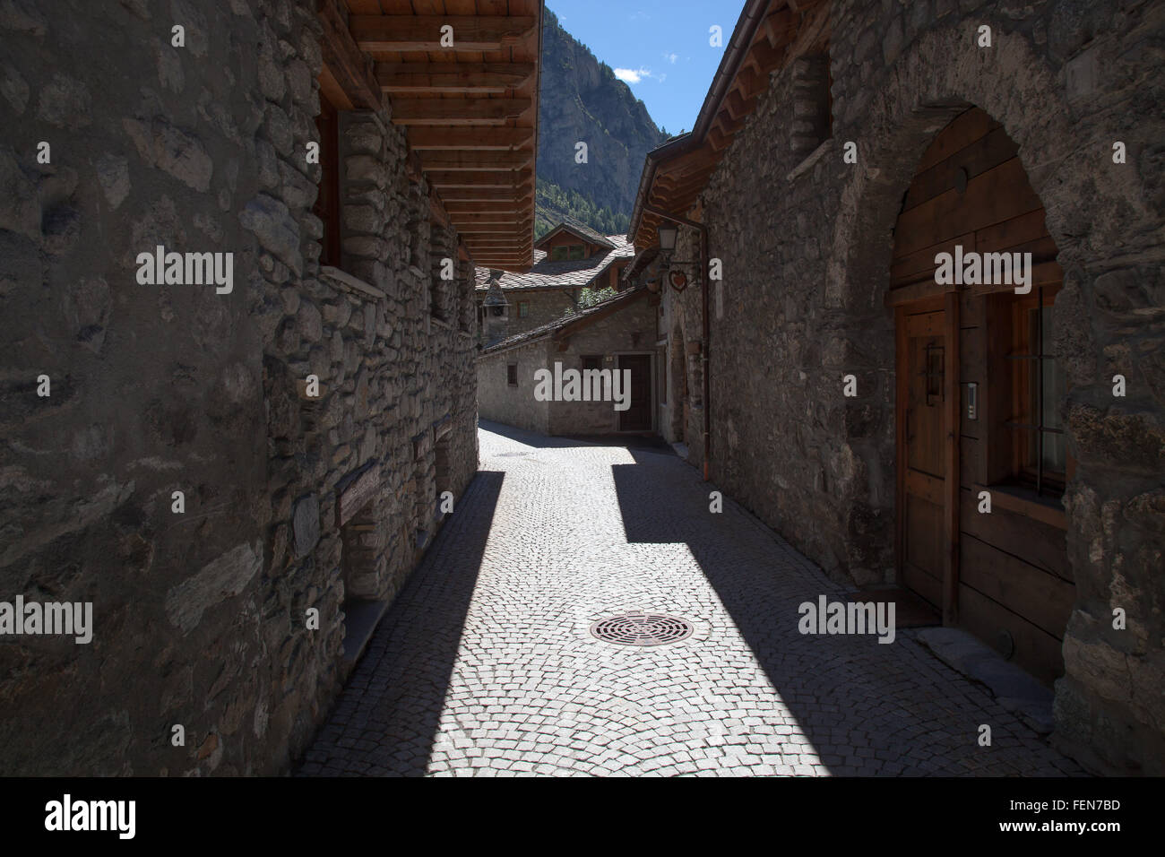 Alpine Village of Entreves in Aosta Valley Stock Photo - Alamy