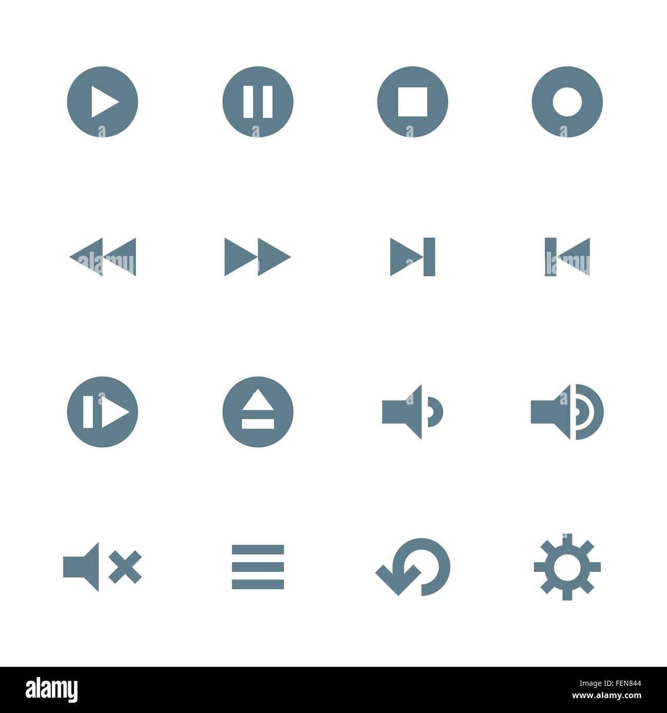 vector dark gray silhouette various various media player icons set on ...