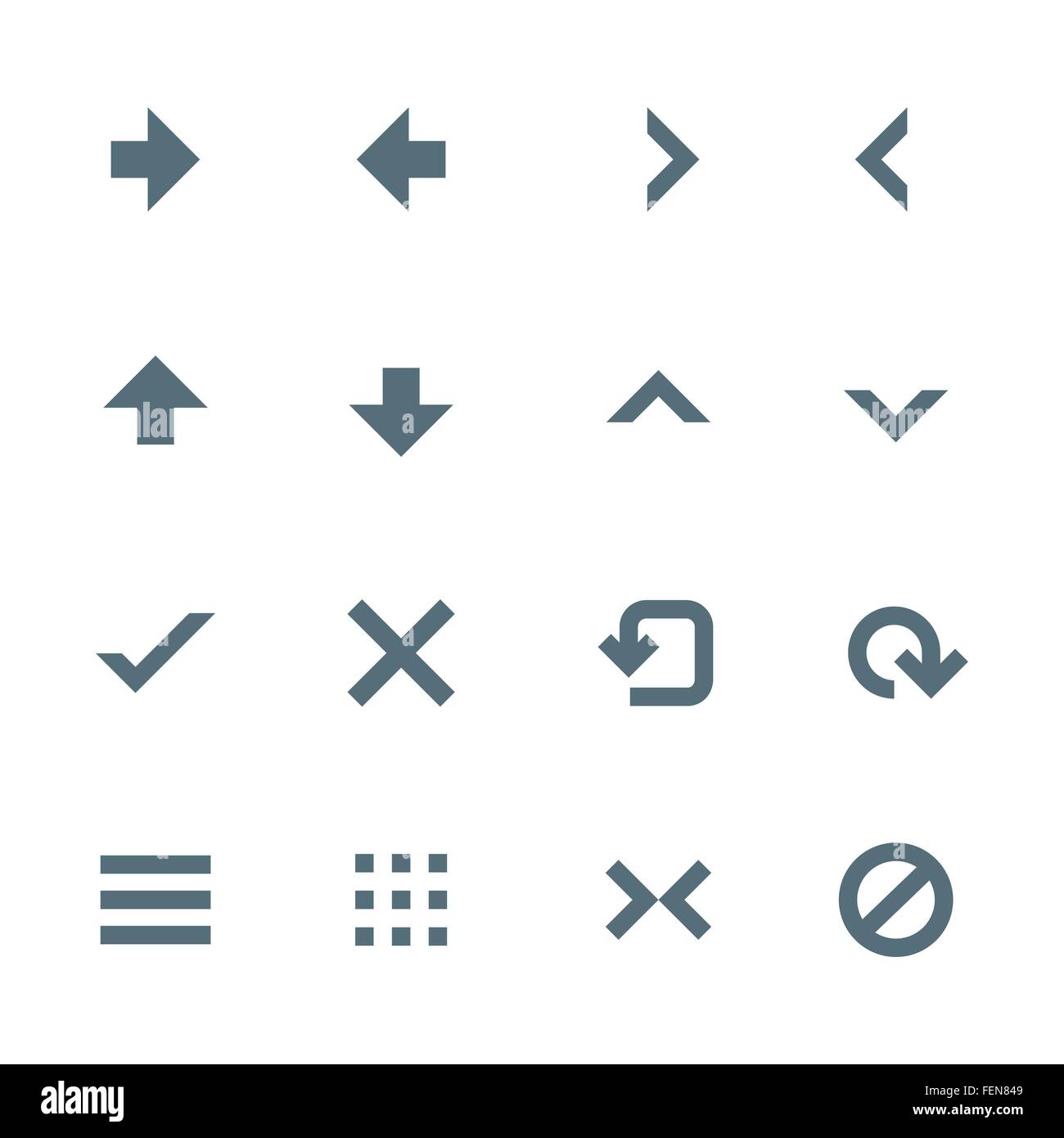 Vector Dark Gray Silhouette Various Navigation Menu Buttons Icons Set On White Background Stock