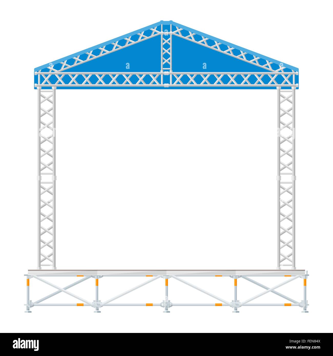 vector flat style sectional precast concert metal stage with blue roof ...