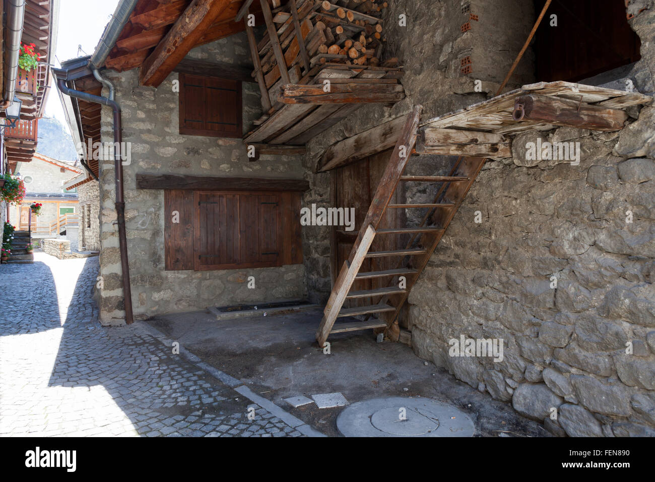 Alpine Village of Entreves in Aosta Valley Stock Photo - Alamy