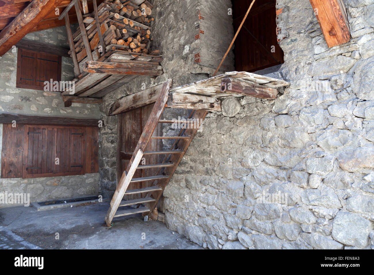 Alpine Village of Entreves in Aosta Valley Stock Photo - Alamy