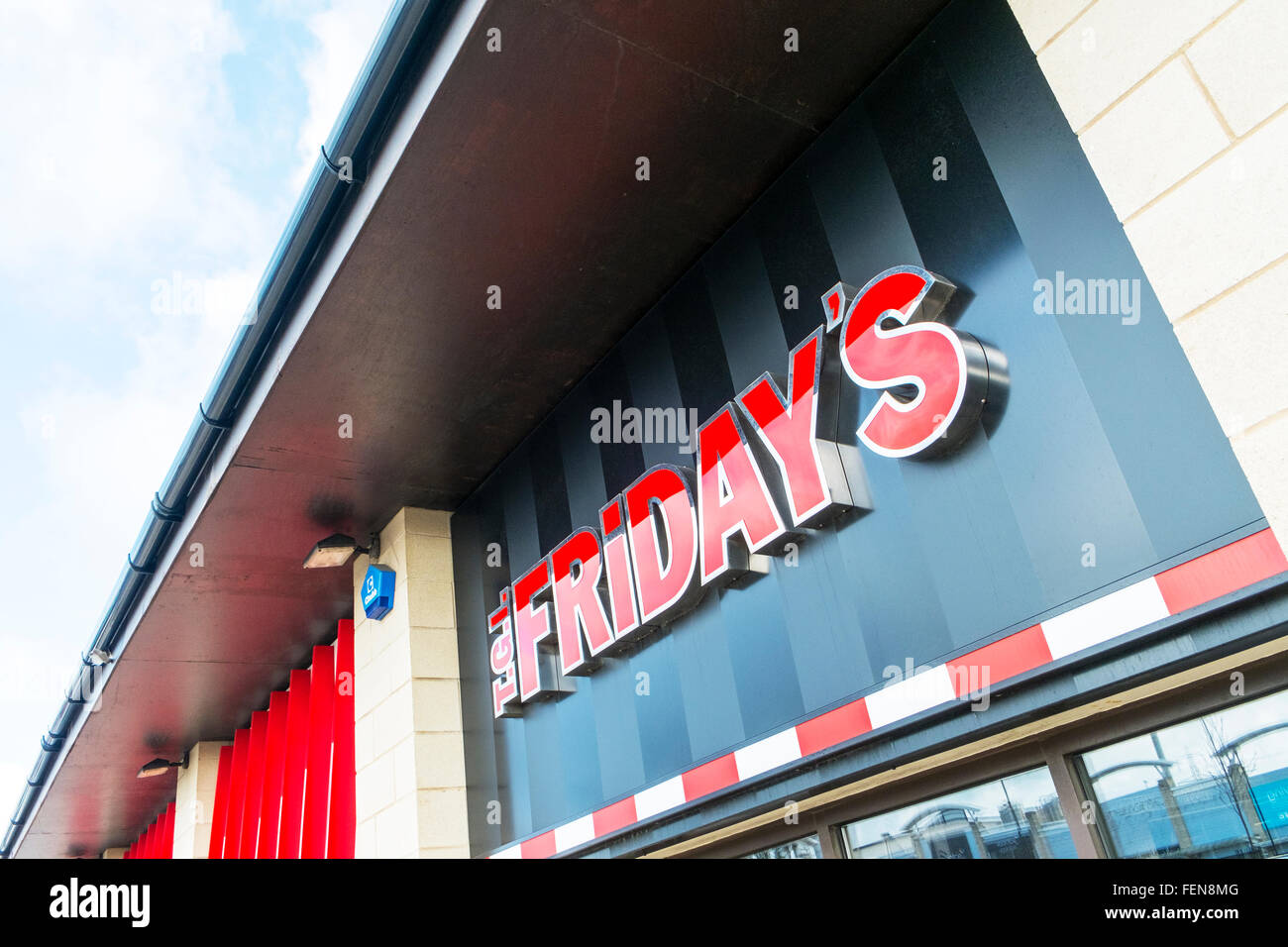 TGI Friday's restaurant chain sign store logo name leeds Birstall ...