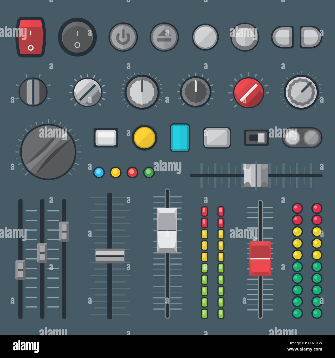 Retro control panel switchers buttons Stock Vector Images - Alamy