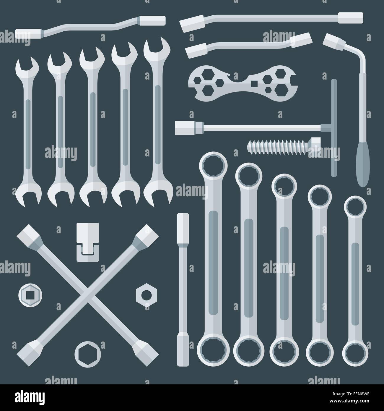 vector colored flat design various wrench set Stock Vector Image & Art ...