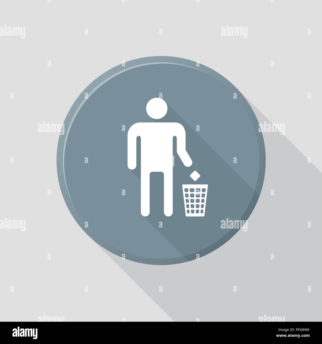 vector colored flat design waste sign icon man and dustbin with shadow ...