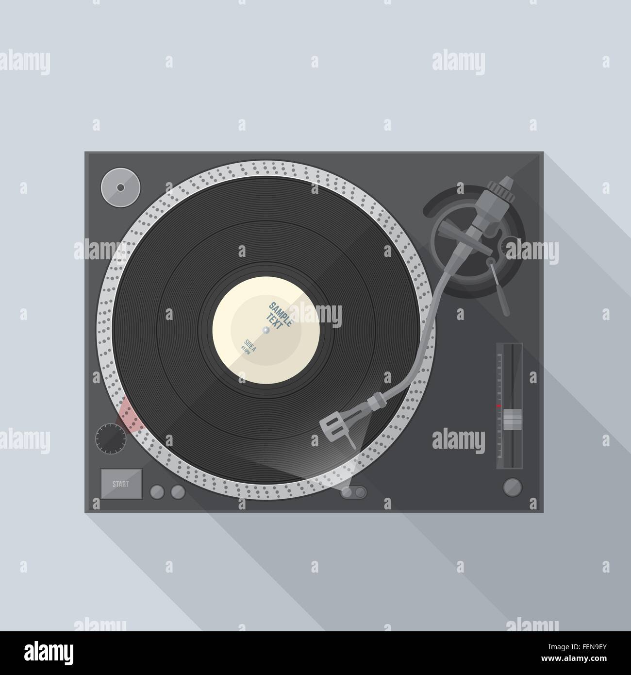 vector flat design vinyl dj turntable with shadows Stock Vector Image ...