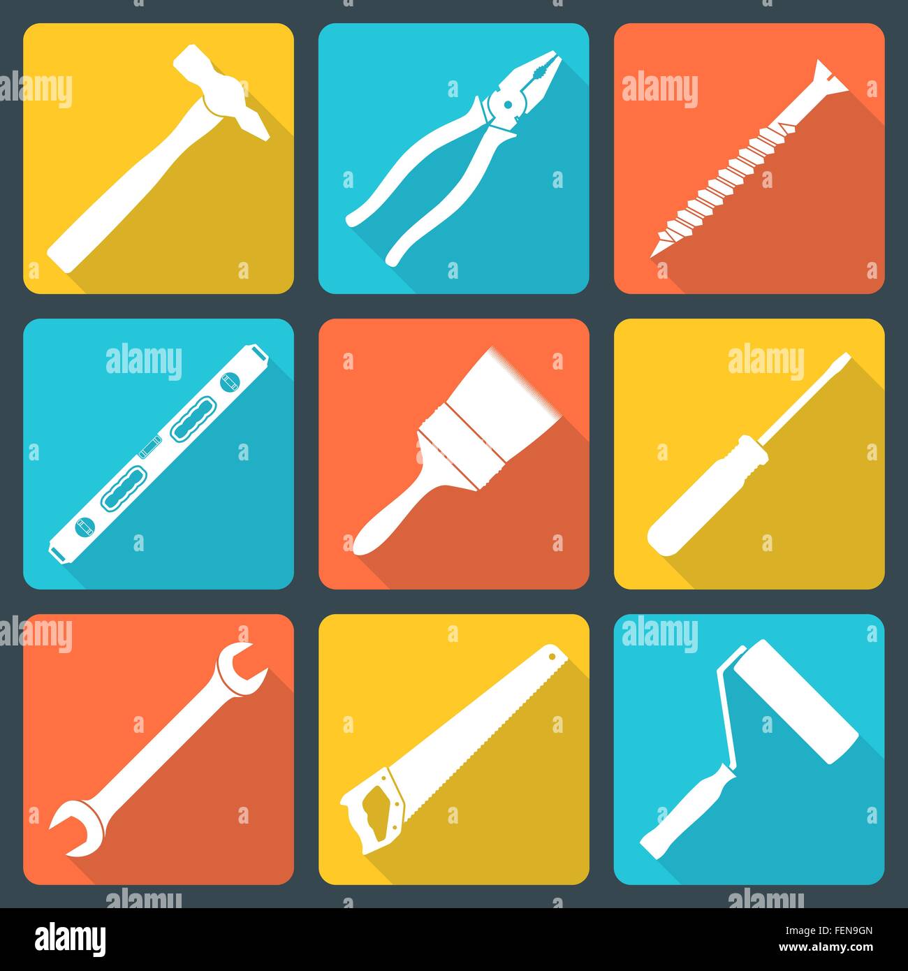 vector various white silhouette flat design house repair instruments ...