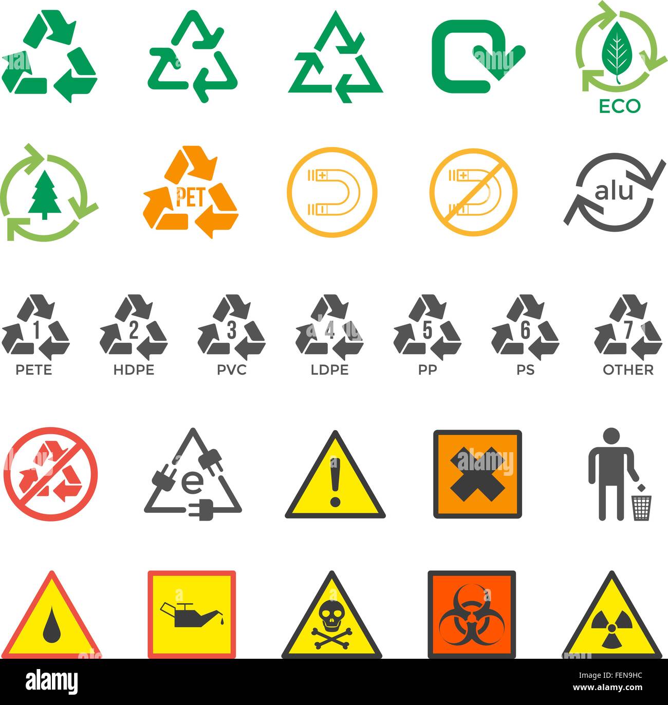 vector various ecology and dangerous waste danger and attention signs ...