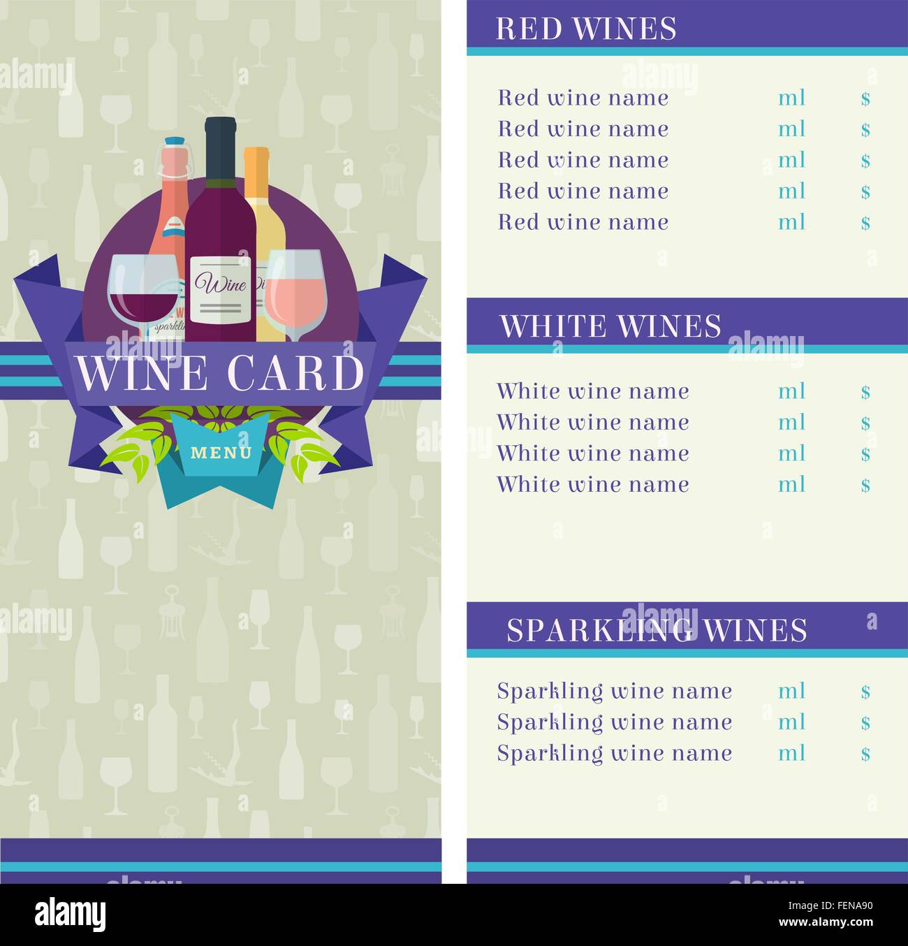 vector color flat design Wine Card template Stock Vector Image & Art ...