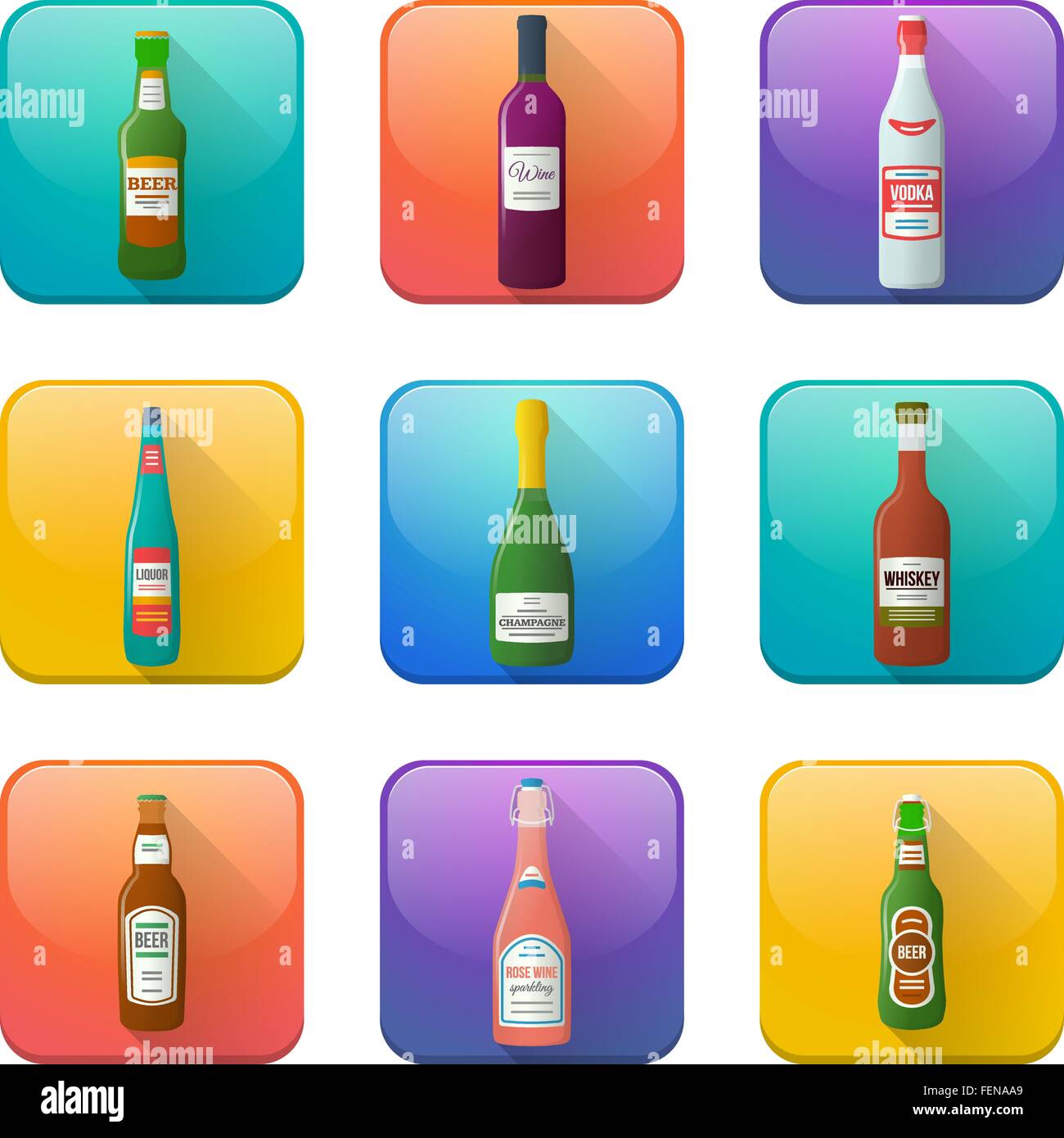 color vector glossy alcohol bottles icons set Stock Vector Image & Art ...
