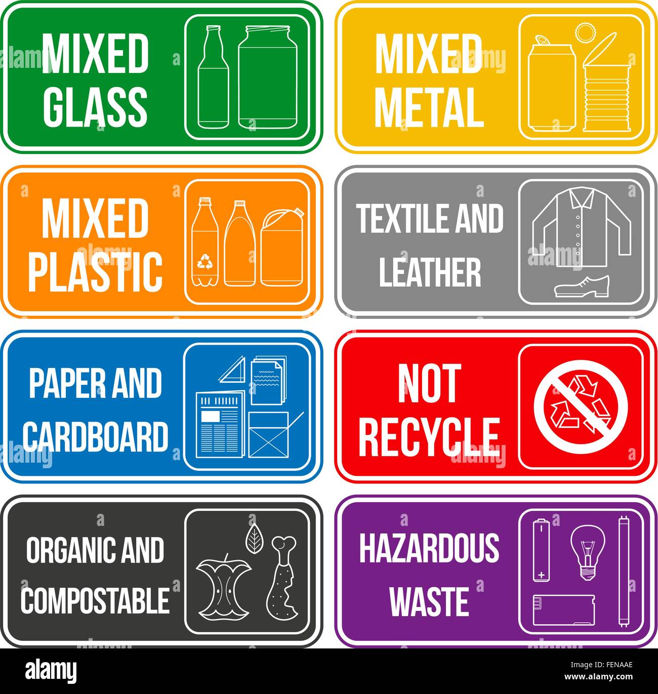 vector separate collection of waste labels set Stock Vector Image & Art ...