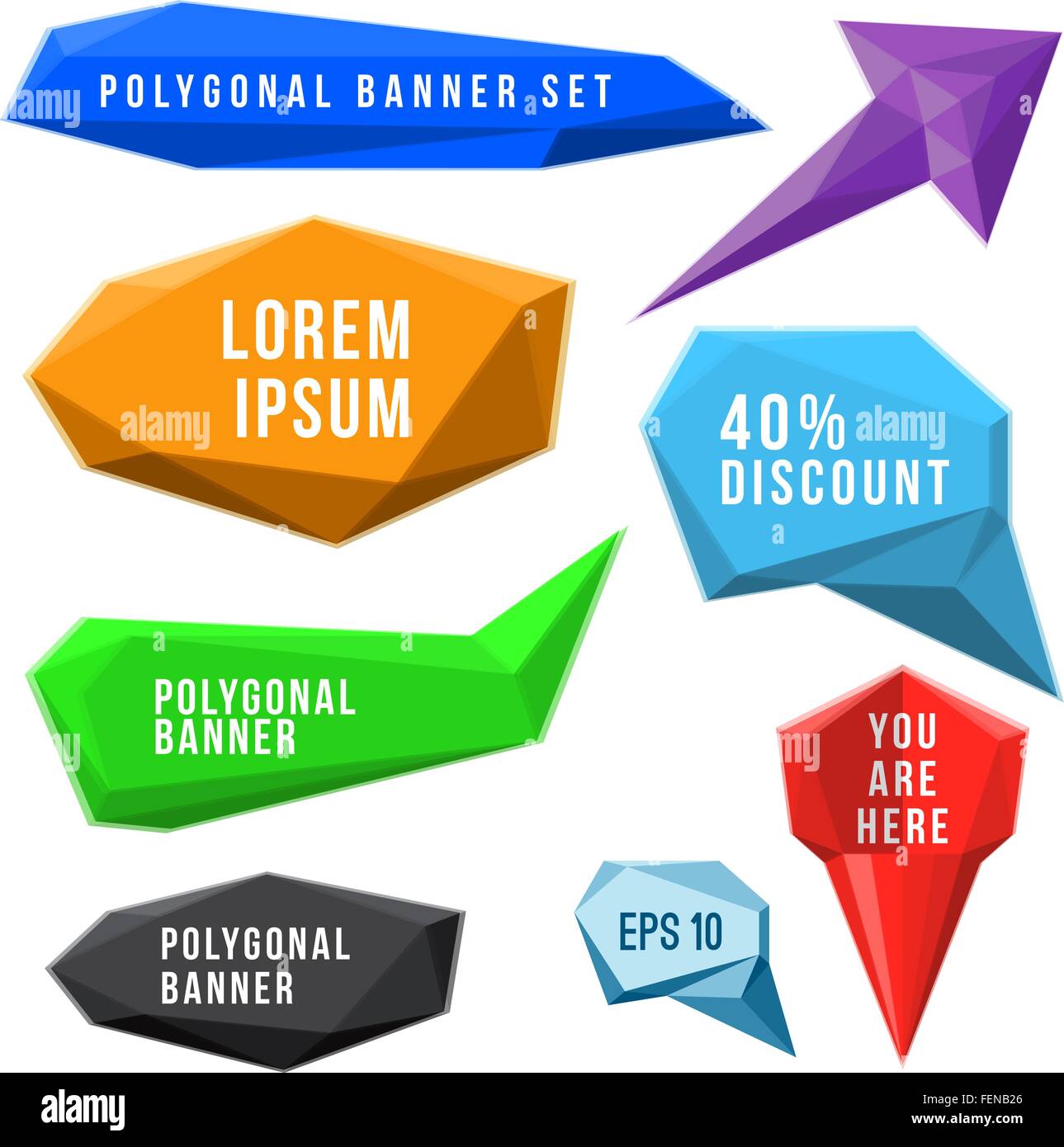 set of color abstract triangles polygonal labels and modern design ...